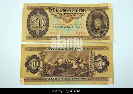 old fifty HUF banknote (1951-1996), hungarian forint, Unknown painter ...