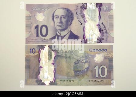 ten dollars banknote, $10, (John A. Macdonald), Canadian dollar, CAD ...