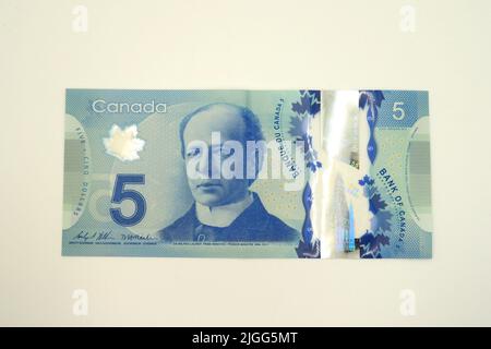 five dollars banknote, $5, (Wilfrid Laurier), Canadian dollar, CAD ...