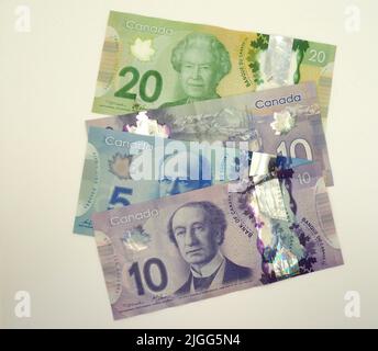 banknotes, Canadian dollar, CAD, Canada, North America Stock Photo - Alamy