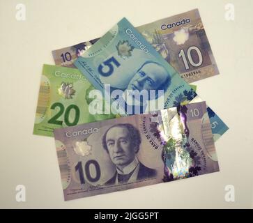banknotes, Canadian dollar, CAD, Canada, North America Stock Photo - Alamy