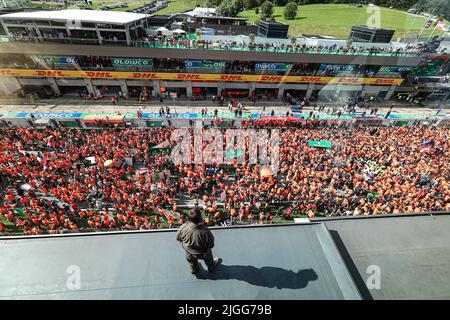 Crowd of supporters under the Podium of the F1 Austrian GP 2022 ...