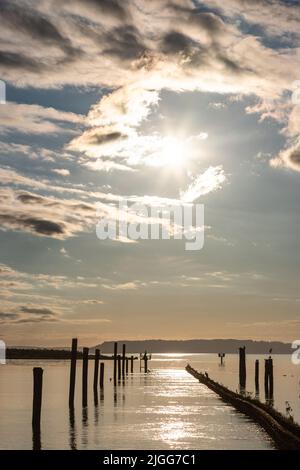 Preston Point summer sunset with room for copy Stock Photo - Alamy