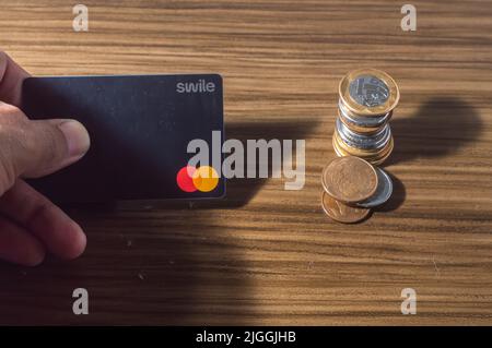Campinas-sp,Brazil-July 10,2022 : swile card with master card flag, on ...