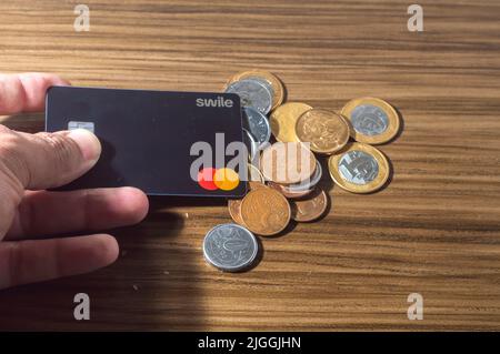 Campinas-sp,Brazil-July 10,2022 : swile card with master card flag, on ...