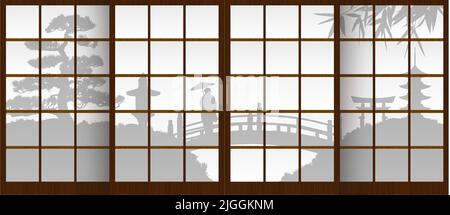 Shoji ( japanese traditional doorwindow ) vector illustration Stock ...
