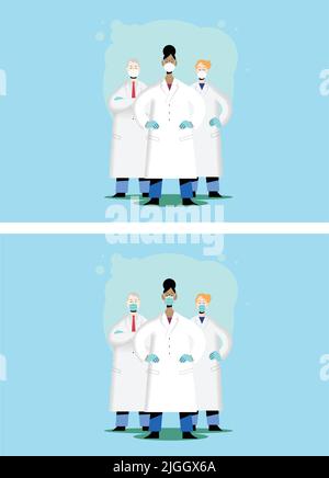 Male and female Doctors fighting with coronavirus by syringe with ...