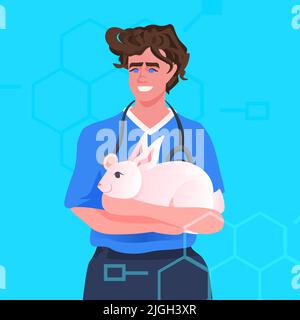 scientist or veterinary worker doing experiments in lab with ...