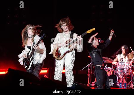 Italian rock band Maneskin in concert during the “Loud Kids Tour ...