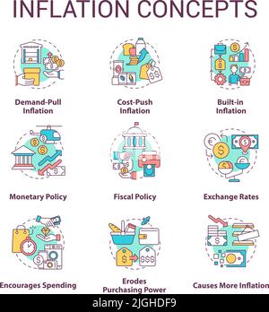 Inflation outline icons set - Hyperinflation and Financial Crisis ...