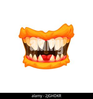 Scary werewolf mouth. Angry creature joy with sharp teeth Stock Vector ...