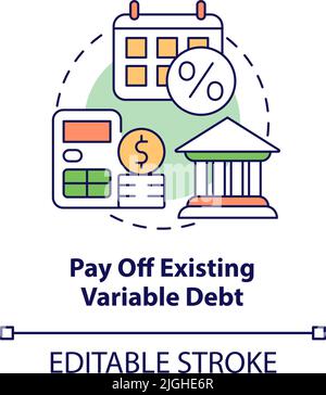 Pay off existing variable debt blue gradient concept icon Stock Vector ...
