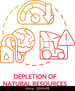 Resource depletion concept icon. Mining for fossil fuels and minerals ...