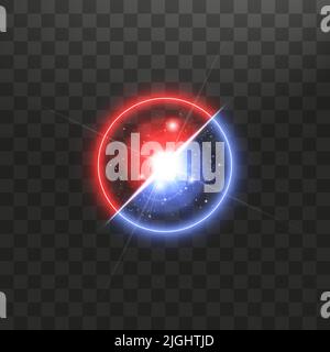 Versus VS sign in neon circle frame in transparent background. Laser ...