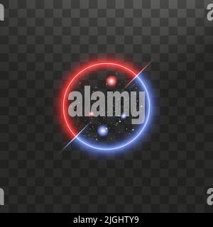 Versus VS sign in neon circle frame in transparent background. Laser ...