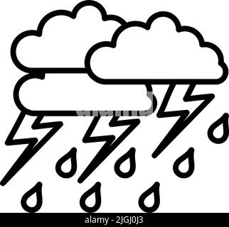 Thunderstorm Icon. Bold outline design with editable stroke width ...