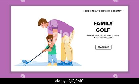 family golf vector. father golfer course, sport people play, club child ...