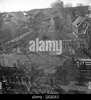 Military field exercise. Position in Backaryd. Officers instruct the ...