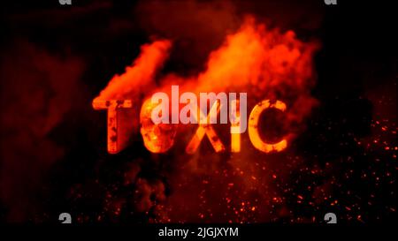 Text smog with scary man skull on burning backdrop - industrial 3D ...