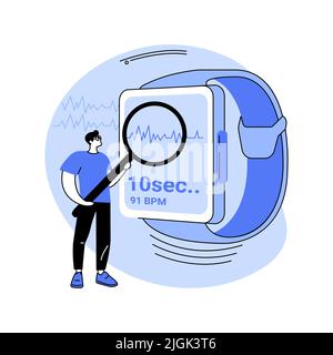 Smartwatch ECG Tracking Feature isolated cartoon vector illustrations ...