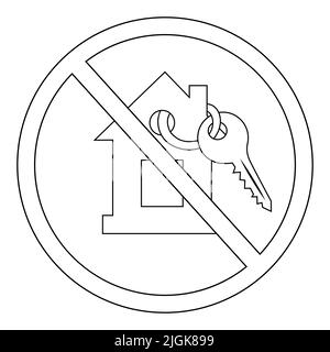 house crossed out sign icon vector outline illustration Stock Vector ...