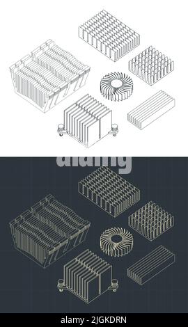 Stylized vector illustration of drawings of passive cpu cooler Stock ...