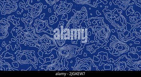 Blue topographic map seamless pattern of earth relief. Abstract ...