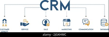 CRM banner web icon vector illustration concept for customer ...