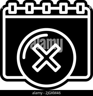 Calendar delete icon line isolated on white background. Black flat thin ...