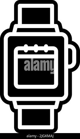 Smartwatch glyph icon. Digital wristwatch. Silhouette symbol. Negative ...