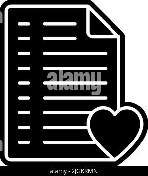 Simple icon of a wish list with a heart, perfect for representing a ...