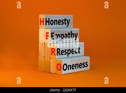 HERO honesty empathy respect oneness symbol. Concept words HERO honesty ...
