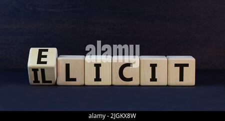 Illicit or elicit symbol. Turned wooden cubes and changed the concept ...