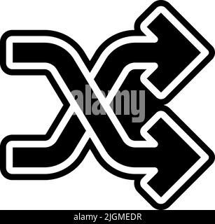 Shuffle arrow icon Black line art vector in black and white outline set ...