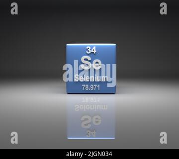 Selenium Se, chemical element sign. 3D rendering isolated on white ...
