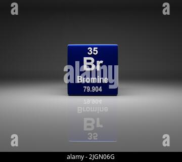 Cube with Bromine number 35 periodic table Stock Photo - Alamy