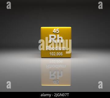 Cube with Rhodium number 45 periodic table Stock Photo - Alamy