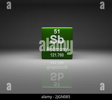Cube with Antimony number 51 periodic table Stock Photo - Alamy