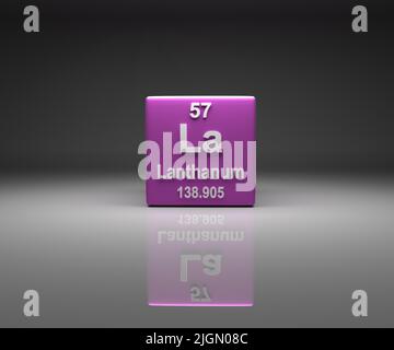 Cube with Lanthanum number 57 periodic table, 3d rendering Stock Photo ...