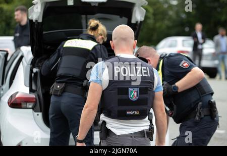 Bad Bentheim, Germany. 11th July, 2022. View of emergency vehicles of ...