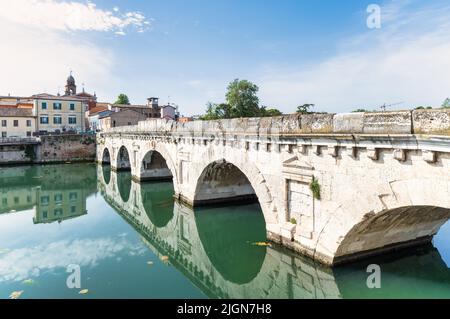 The Augustus Tiberius Bridge in Rimini in Emilia Romagna Italy Stock ...