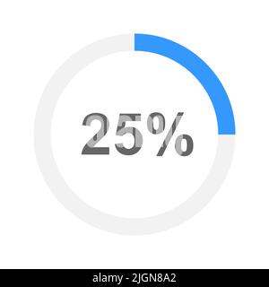 25 percent loading data icon set. Twenty-five circle diagram, pie donut ...