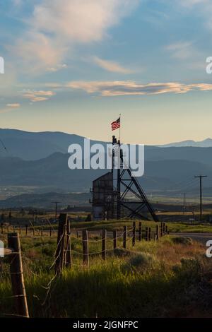 One of fourteen headframes, nicked named "gallows frames", dot the ...