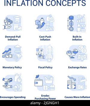 Inflation outline icons set - Hyperinflation and Financial Crisis ...