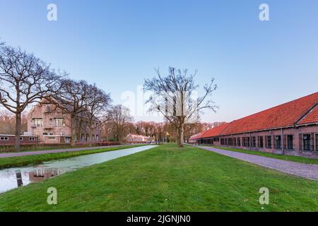 Entrance of Historic site Veenhuizen with historical buildings and ...