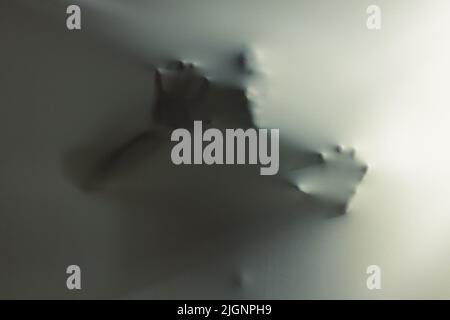 Composition of shape of hands and head on white background Stock Photo ...