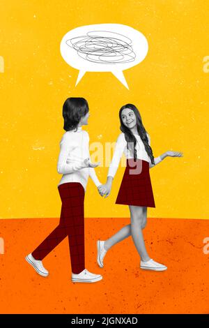 Creative collage image of two black white colors people guy cut tree ...