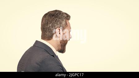 Angry business professional man yell in anger profile portrait isolated ...