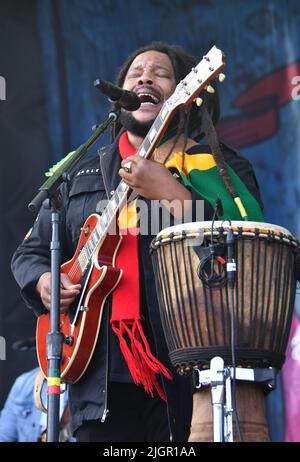 Singer, songwriter and musician Stephen Marley is shown performing on ...