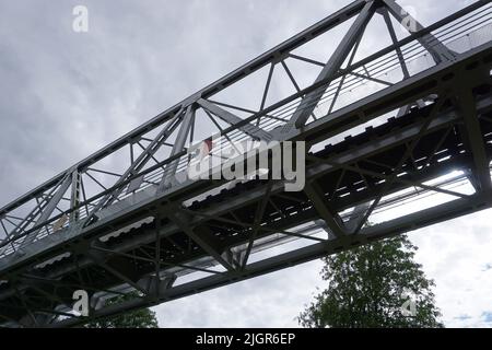 Truss train bridge - side view Stock Photo - Alamy